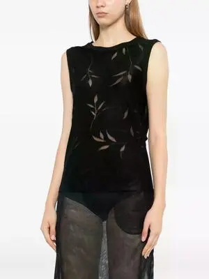 QUETSCHE Leaf-print Sleeveless Top