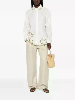 Agua Bendita Cecilia Valle Floral-embroidered Shirt