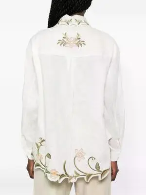 Agua Bendita Cecilia Valle Floral-embroidered Shirt