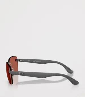 Ray-ban Rb4475ch Rectangular Rimless Sunglasses - Grey