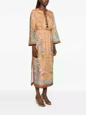 Zimmermann Indra Floral Print Lace-up Midi Dress