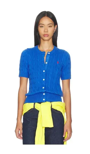 Polo Ralph Lauren Cotton Short Sleeve Cardigan Sweater - Blue