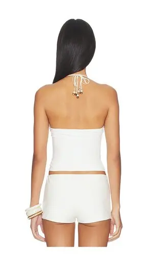 Superdown Halter Top With Beaded Twine Strap