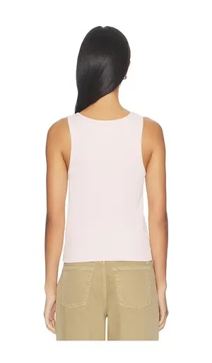 Still Here Ribbed Tank Top With Button Strap Detail - Pink