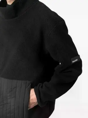 Rains High-neck Fleece Sweatshirt With Quilted Panel