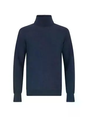 ROBERTO COLLINA Ribbed Knit Roll Neck Sweater - Blue