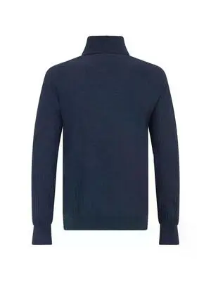 ROBERTO COLLINA Ribbed Knit Roll Neck Sweater - Blue