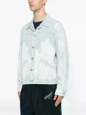 MAISON MARGIELA Paint-splatter Denim Jacket - Blue