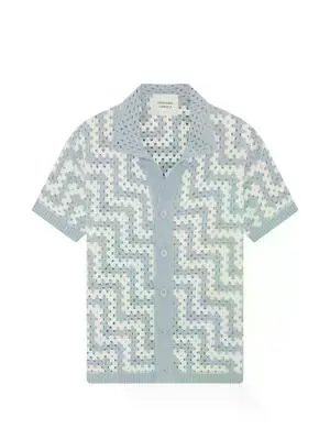Frescobol Carioca Crochet Zig-zag Knit Shirt - Blue