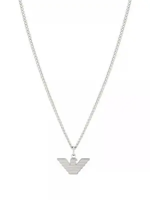 Emporio Armani Sterling Eagle Logo Pendant Chain Necklace - Silver