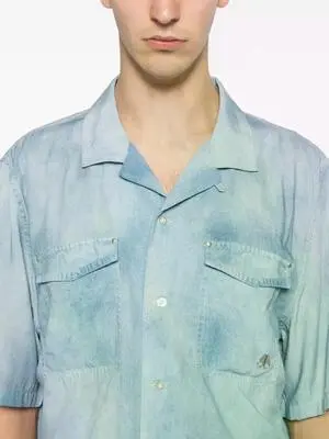 Moose Knuckles Denim-print Short-sleeve Shirt