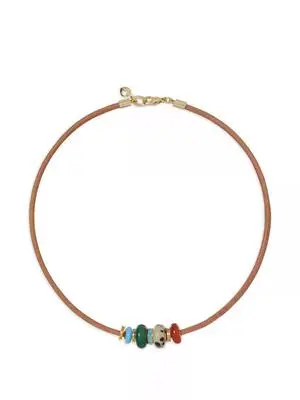 ROXANNE ASSOULIN Leather Stone Slider Necklace - Brown