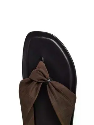Loulou De Saison Leather Sandals With Embossed Finish And Knot Detailing - Brown