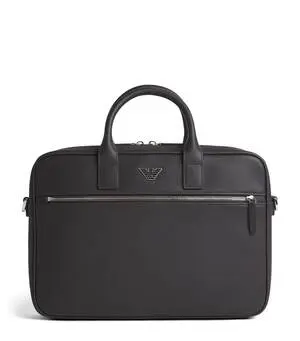 Emporio Armani Saffiano Leather Briefcase - Black