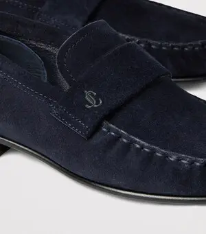 JIMMY CHOO Ellis Suede Loafers - Blue