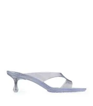 JIMMY CHOO Jelly Drop 50 Glitter Heeled Mules - Silver