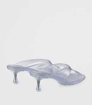 JIMMY CHOO Jelly Drop 50 Glitter Heeled Mules - Silver