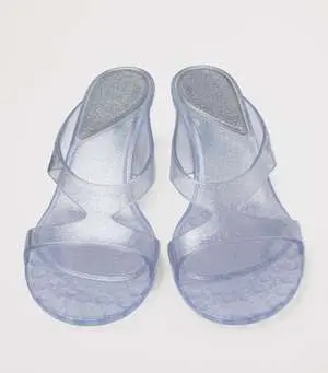 JIMMY CHOO Jelly Drop 50 Glitter Heeled Mules - Silver