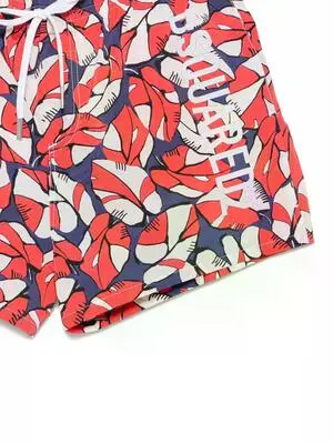 Dsquared2 Leaf Print Logo Swim Shorts