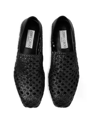 JIMMY CHOO Eliot Woven Leather Slippers