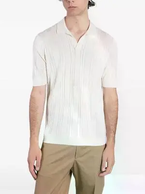 Tagliatore Ribbed-knit Short-sleeve Polo Shirt - Neutrals
