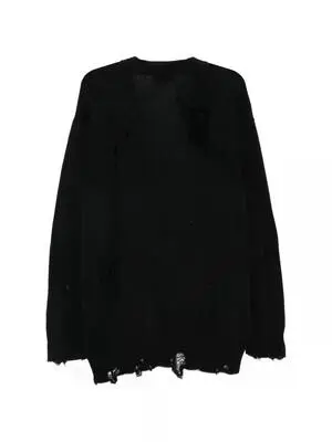 Yohji Yamamoto Distressed Button-up Cardigan - Black