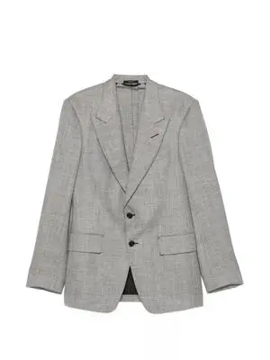 TOM FORD Herringbone-pattern Peak-lapels Blazer - Grey