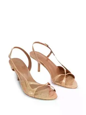 By Far Sierra Crocodile-effect Sandals - Neutrals
