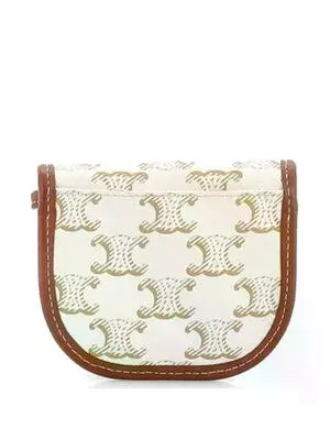 Celine Airpods Case Flap Bag Triomphe Coated Canvas Crossbody Bag - Neutrals