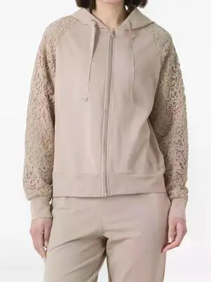 DIMENSIONE DANZA Lace-sleeve Zip-up Hoodie