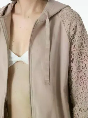 DIMENSIONE DANZA Lace-sleeve Zip-up Hoodie