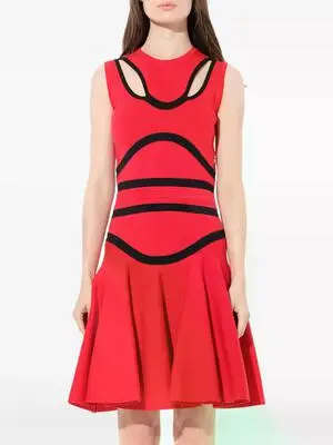 Alexander McQueen Cut-out Intarsia-knit Mini Dress - Red