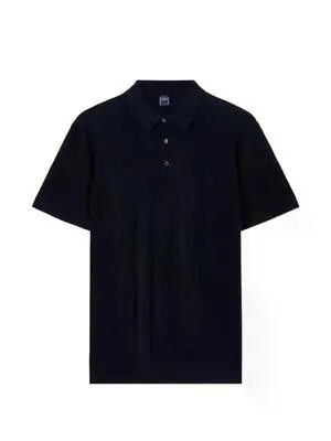 Fedeli Rafael Ribbed-knit Short-sleeve Polo Shirt - Blue