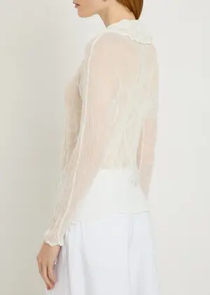 Issey Miyake Semi-sheer Chiffon Top With Ruffled Collar