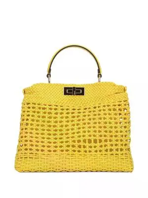 Fendi Peekaboo Medium Woven Leather Shoulder Bag