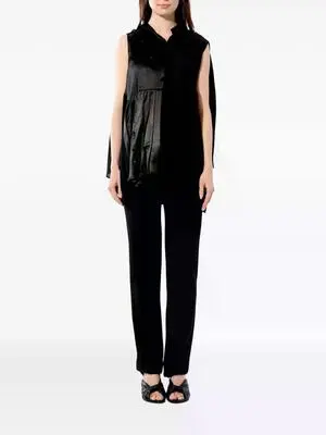 Balenciaga Georgette Pleated Sleeveless Blouse