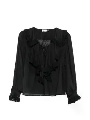 Rixo Milia Ruffled Lace-trim Blouse