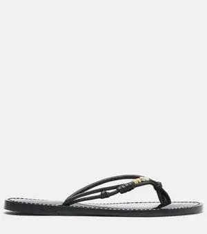 AMANU Kiwayu Leather Thong Sandals - Black