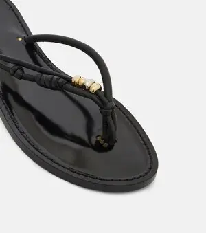 AMANU Kiwayu Leather Thong Sandals - Black