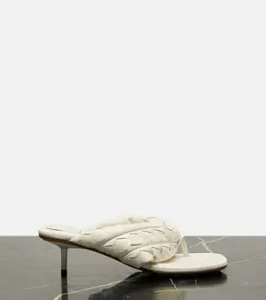 Bottega Veneta Salsa Intrecciato Leather Thong Sandals - White