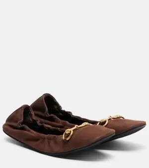 Gucci Gucci Horsebit Leather Ballet Flats Brown