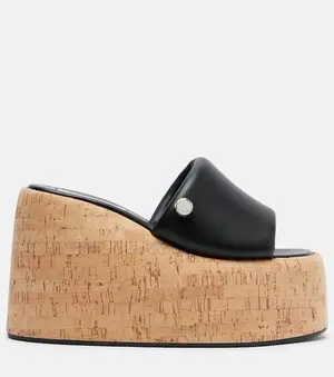 Attico Mochi Leather Platform Slides - Black