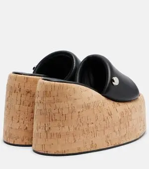 Attico Mochi Leather Platform Slides - Black