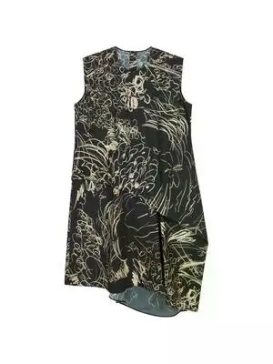 JNBY Hand-drawn Floral Asymmetric Hem Dress - Black