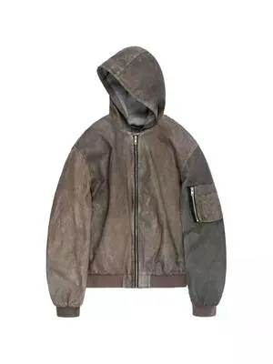 ALEXANDER DIGENOVA Hooded Leather Bomber Jacket