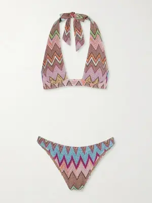 Missoni Striped Metallic Crochet-knit Bikini - Multi