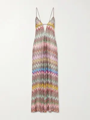 Missoni Striped Metallic Crochet-knit Maxi Cover-up