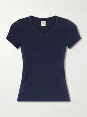 FLORE FLORE Jill Baby Organic Cotton-jersey V-neck T-shirt - Blue