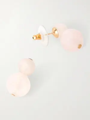 JENNIFER BEHR Cara Rose Quartz Double Ball Earrings - Pink