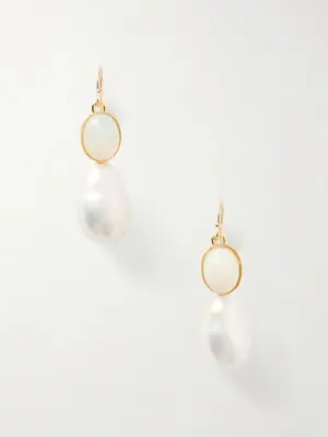JENNIFER BEHR Tatum Iridescent Opal And Pearl Drop Earrings